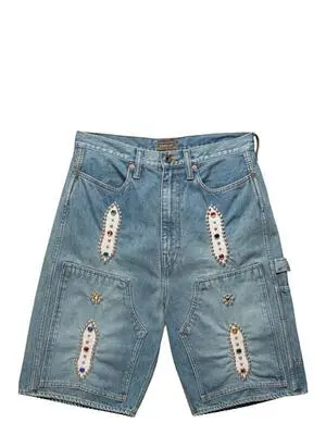 Kapital 14oz Denim Studs Remake Shorts - Light Indigo
