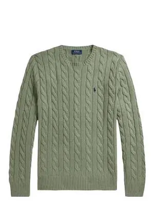 Polo Ralph Lauren Long Sleeve Cotton Cable Knit Crewneck Sweater - Fern Green Heather