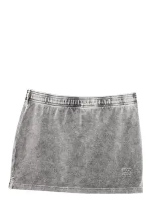 Alexander Wang Mid Rise Mini Embossed Logo Skirt - Washed Alloy