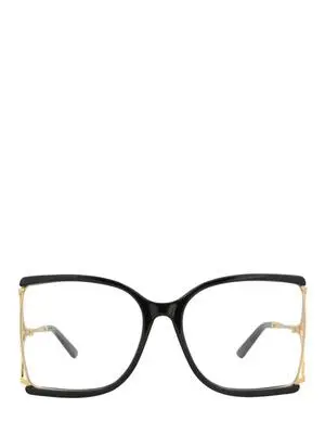 Gucci Square Frame Injection Optical Frames - Black Gold Transparent (gg0592o/30008111/001)