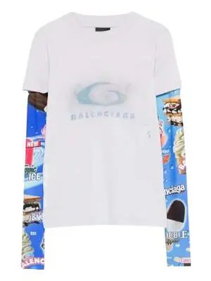 Balenciaga Double Sleeve T-shirt - Dirty White/blue