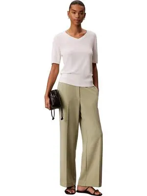 Calvin Klein Stretch Crepe Travel Pants - Tea