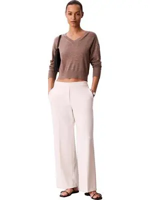 Calvin Klein Stretch Crepe Travel Pants - Tofu