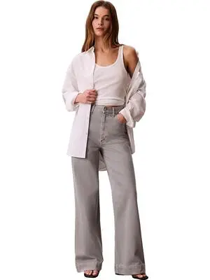 Calvin Klein Super High Rise Wide Leg Jeans - Soft Grey
