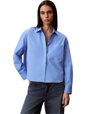 Calvin Klein Cotton Poplin Boxy Shirt - Blue Descent