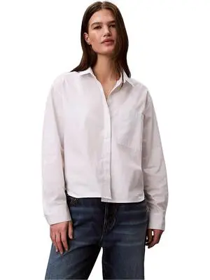 Calvin Klein Cotton Poplin Boxy Shirt - Brilliant White