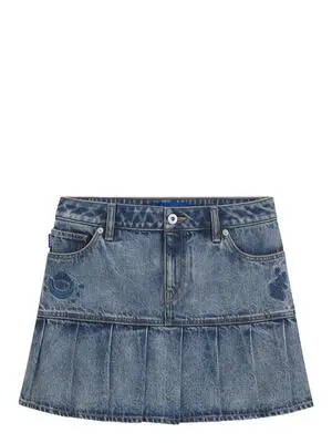 Hugo Rigid Denim Pleated Mini Skirt - Blue