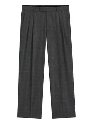 BOSS Checked Relaxed-fit Trousers - Grey