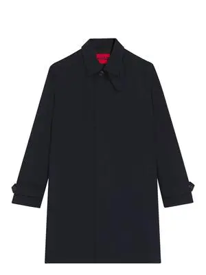 Hugo Regular-fit Gabardine Coat - Dark Blue