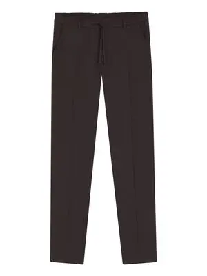 BOSS Tapered-fit Trousers In Linen Blend - Dark Brown