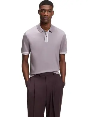 BOSS Striped-trim Polo Shirt In Mercerised Cotton - Light Purple
