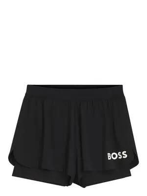 BOSS Stretch-jersey Shorts With Logo - Black