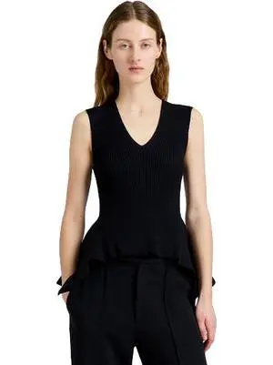 Proenza Schouler Eugenie Rib Knit Top Black