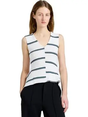 Proenza Schouler Eugenie Rib Knit Top White Multi