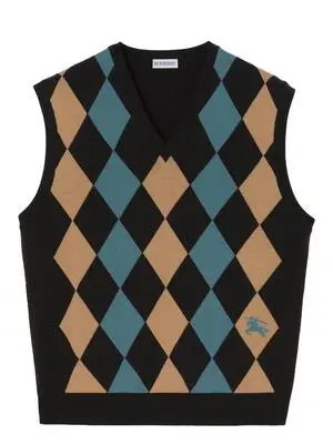 Burberry Argyle Wool Sweater Vest - Charred Brown