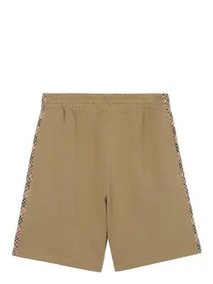 Burberry Check Trim Cotton Shorts - Sparrow Beige