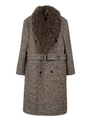 Burberry Wool Mohair-blend Tailored Coat - Rice Beige/raven Grey