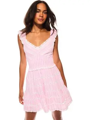 LoveShackFancy Finny Upcycled Cotton Mini Dress - Captiva Pink