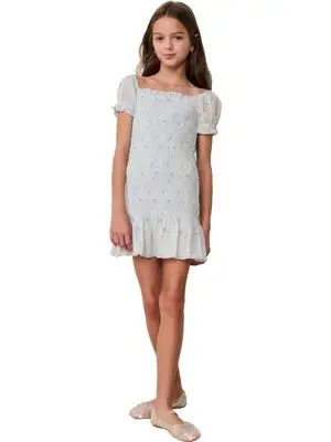 LoveShackFancy Tween Mosa Floral Dress - Snowdrop Blue