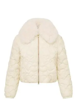 LoveShackFancy Sandria Heart-quilted Puffer Jacket - Cream