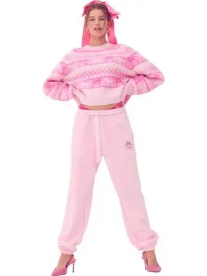 LoveShackFancy Pink X Fleece Jogger - Pink Lollipop Wash