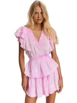 LoveShackFancy Gwen Heritage Mini Dress - Peony Pink