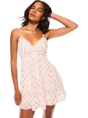 LoveShackFancy Docila Floral Mini Dress - Cream Pink
