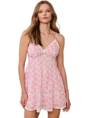 LoveShackFancy Docila Heart Print Cotton Mini Dress Angel Kiss