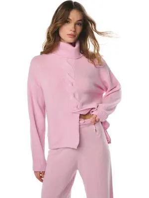 LoveShackFancy X Peyton Wool-cashmere Sweater - Pink Cashmere And Pink Fur Trim