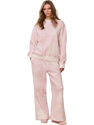 LoveShackFancy Momo Heart Print Fleece Sweatpant - Love Lace