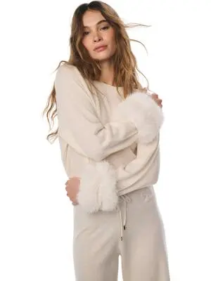 LoveShackFancy X Gary Wool-cashmere Sweater - Ivory Fur Cashmere Knit Combo