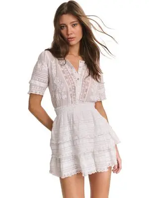 LoveShackFancy Quincy Heritage Mini Dress - White