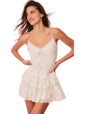 LoveShackFancy Beauval Lace Mini Dress - Off White
