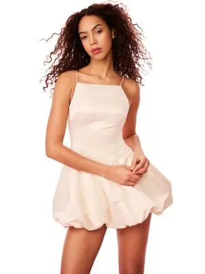 LoveShackFancy Jake Satin Mini Dress Champagne