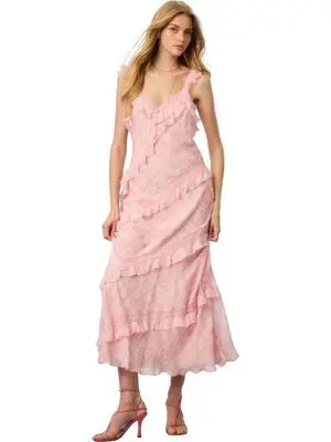 LoveShackFancy Radiance Heirloom Printed Maxi Dress Strawberry Macaroon