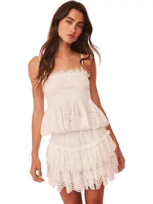 LOVESHACKFANCY Shailo Eyelet Lace Mini Skirt