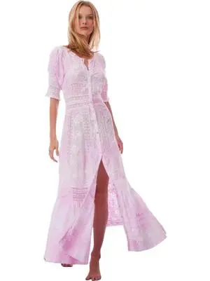 LoveShackFancy LSF Minka Heritage Maxi Dress Peony Pink