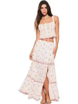 LOVESHACKFANCY Patten Cherry Midi Skirt