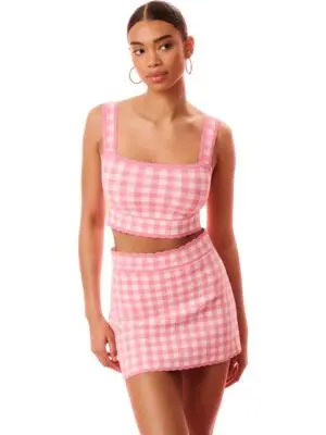 LoveShackFancy Jessyn Checkered Knit Tank - Pink Pearl