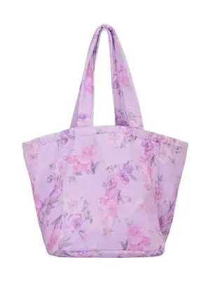 LoveShackFancy Rosaline Heirloom Print Terry Beach Tote - Hibiscus