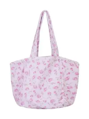 LoveShackFancy Rosaline Heirloom Print Terry Beach Tote - Sterling Dusk
