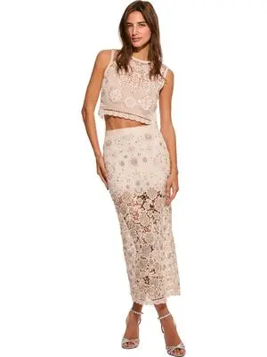 LoveShackFancy Reeve Lace Midi Skirt - Pale Pink