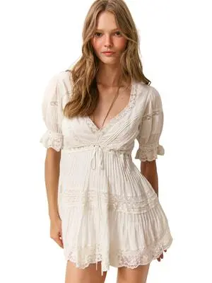 LoveShackFancy Lilias Mini Dress - Off White