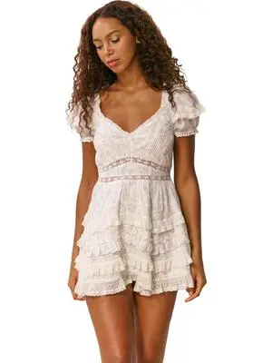 LoveShackFancy Nivara Lace Ruffle Mini Dress - Chantilly