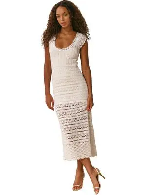 LoveShackFancy Mora Crochet Maxi Dress - Off White