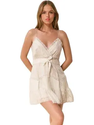 LoveShackFancy Sibelle Silk Ribbon Mini Dress - Ivory