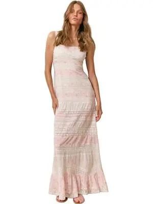 LoveShackFancy Carwen Cotton Voile Maxi Dress - Pink Bliss