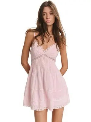 LoveShackFancy Docila Heritage Cotton Mini Dress - Pink
