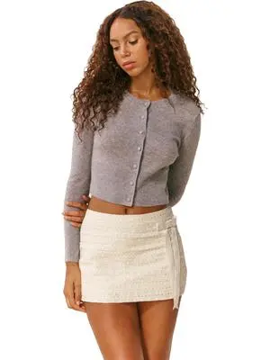 LoveShackFancy Adeanne Soft Cashmere Cardigan - Grey Melange