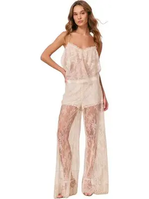 LoveShackFancy Sigrid Wide Leg Palazzo Pants - Ivory